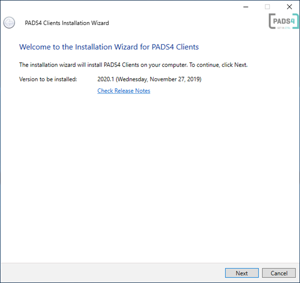 How to install PADS4 Windows Client applications