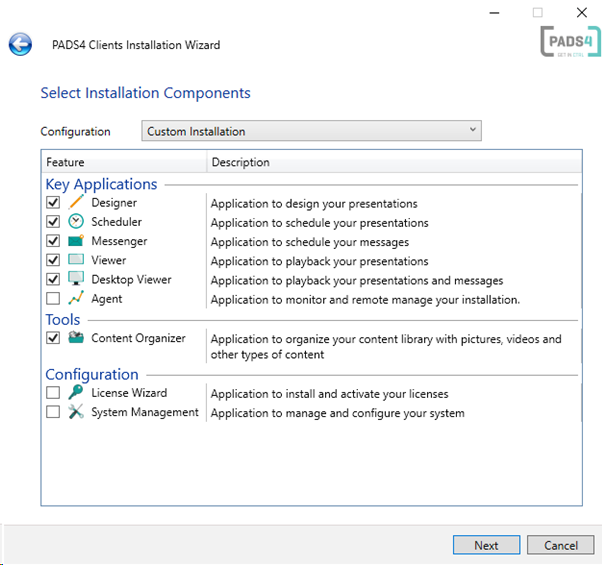 How to install PADS4 Windows Client applications